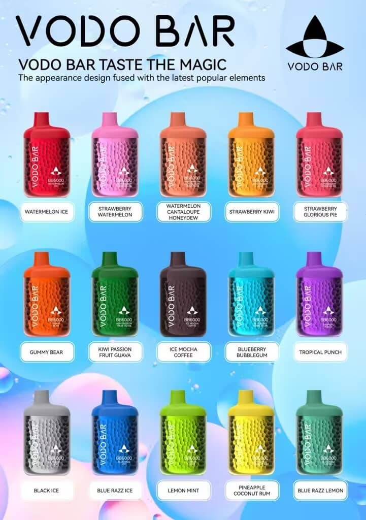 VODO Bar BB6000 Disposable Display 15 Flavors - 75 Count – KMG Imports